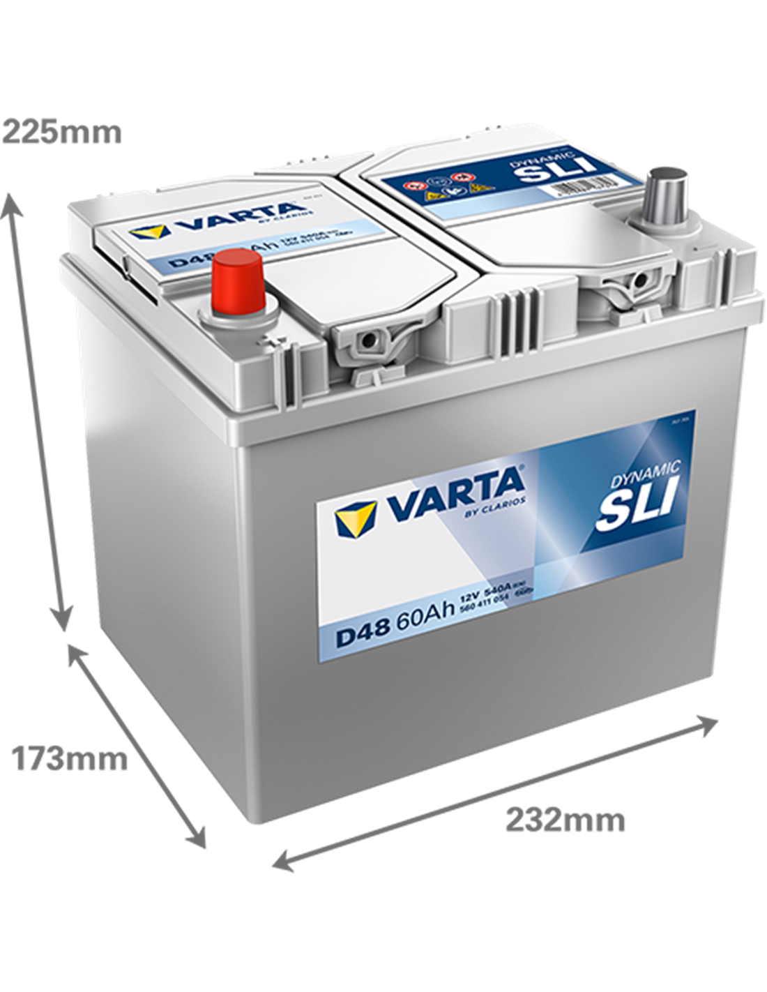 VARTA DYNAMIC SLI D48 12V 60Ah 540A - Borna Inversa (stanga +)